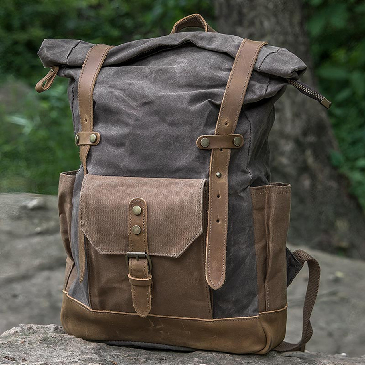 Vintage Waxed Canvas and Leather Rolltop Backpack – Howell's Mercantile